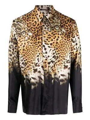Roberto Cavalli Leopard-print Long-sleeved Shirt - Neutrals