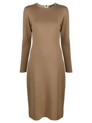 Fabiana Filippi Long-sleeve Knitted Wool Dress - Brown