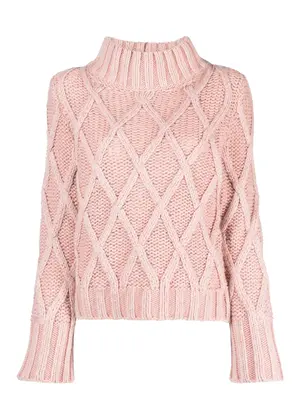 Fabiana Filippi Aran-knit High-neck Jumper - Pink