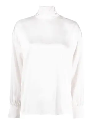 Fabiana Filippi High-neck Satin Blouse - White