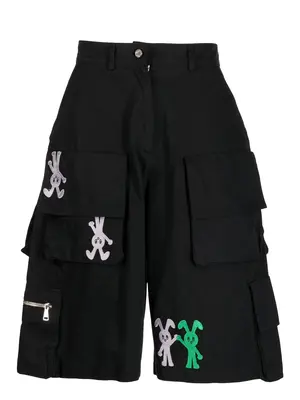 Natasha Zinko Natasha Zinko Logo-Embroidered Cargo Shorts Black