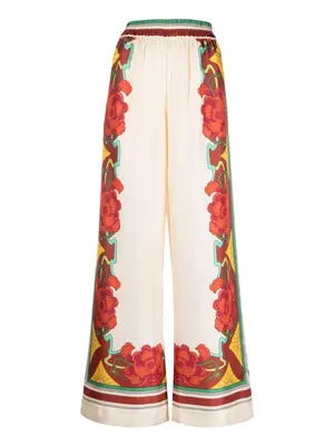 La DoubleJ Floral-print Palazzo Trousers - Neutrals