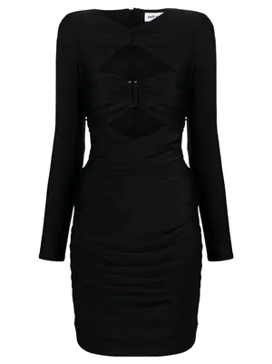 SELF-PORTRAIT Ruched Cut-out Minidress - Black