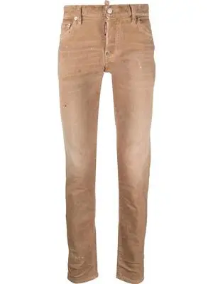 Dsquared2 Paint Splatter Skinny Jeans - Brown