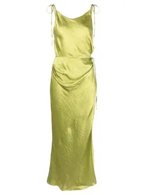 Acne Studios Crinkled Satin Wrap Dress - Green