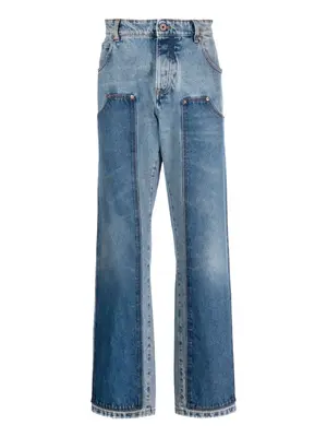 Balmain Panelled Straight-leg Jeans - Blue