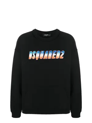 Dsquared2 Glittery Logo Crew Neck Sweatshirt - Black