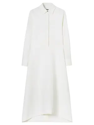 JIL SANDER Long-sleeve Cotton Long Dress - White