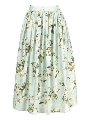 ERDEM Floral-Print Pleated Midi Skirt