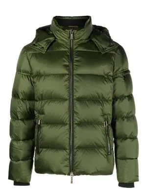 MOORER Padded Jacket With Detachable Hood - Green