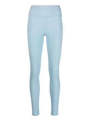 SPORTY & RICH Serif Logo-patch Ribbed Leggings - Blue