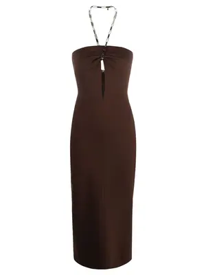 Attico Halterneck Midi Dress - Brown