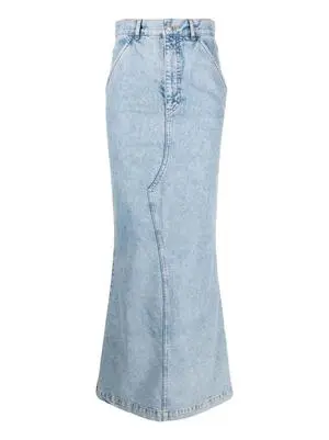 Moschino Long Washed-denim Maxi Skirt - Blue