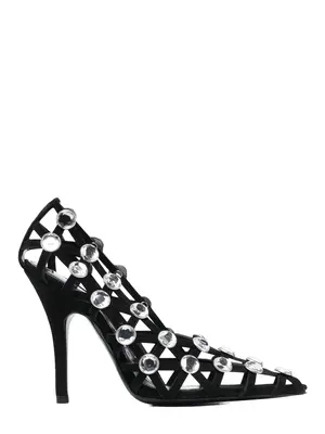 Attico Grid 105mm Rhinestone-embellished Pumps - Black