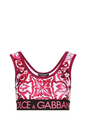 Dolce & Gabbana Majolica-print Cropped Top - Pink