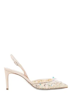 Rene Caovilla Chandelier 70mm Leather Pumps - Gold