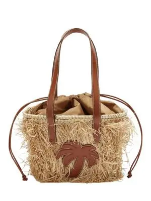 Palm Angels Raffia Basket Bag - Neutrals