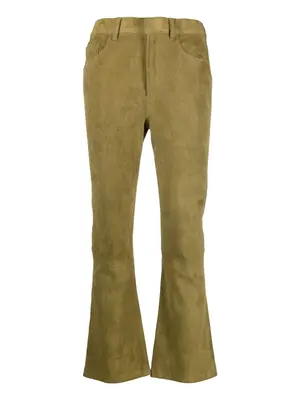 PAULA Flared Suede Trousers - Green