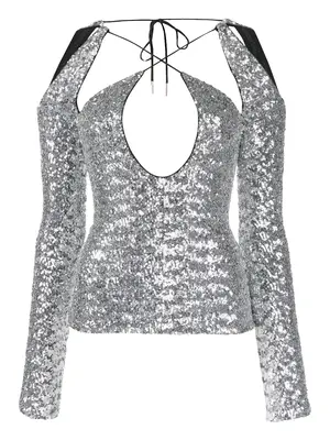 Attico Zane Sequin Top - Silver