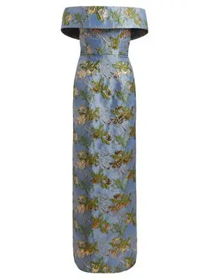 MARKARIAN Clover Brocade-effect Silk Long Dress - Blue