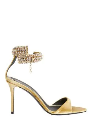 GIUSEPPE ZANOTTI 90mm Intriigo Bijoux Velvet Sandals - Gold