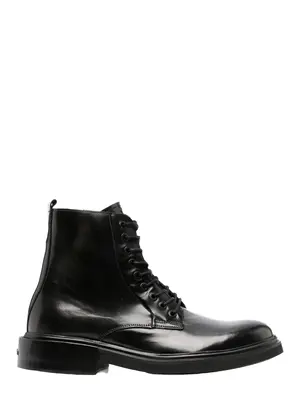 Calvin Klein Leather Lace-up Boots - Black