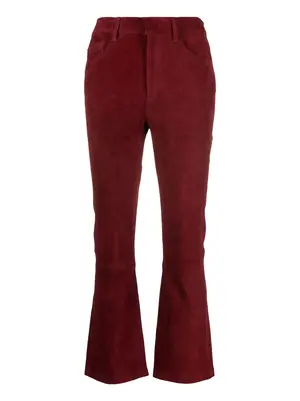 PAULA Flared Suede Trousers - Red