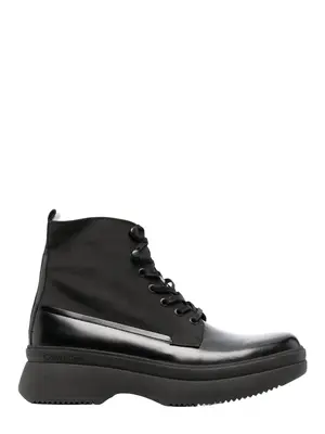 Calvin Klein Lace-up Leather Boots - Black