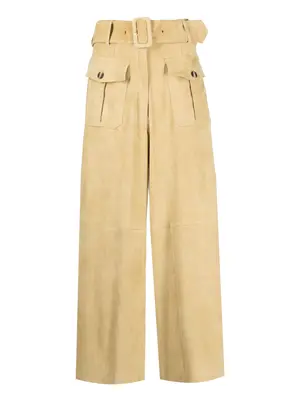 PAULA Wide-leg Suede Trousers - Neutrals