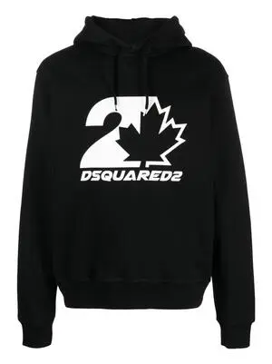 Dsquared2 Logo-print Cotton Drawstring Hoodie - Black