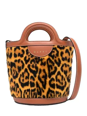 Marni Mini Tropicalia Leopard-print Bucket Bag - Brown