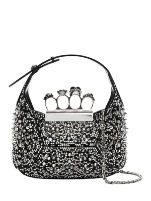 Alexander McQueen Mini Jewelled Hobo Bag - Black