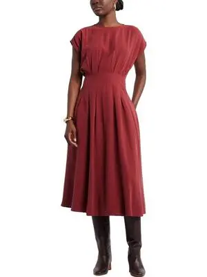 NORDSTROM Nordstrom Pleated A-Line Midi Dress