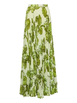 Etro Printed Pleated High-rise Maxi Skirt - Green