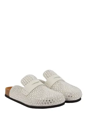 JW Anderson Crystal-embellished Suede Slippers - White
