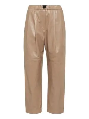 Brunello Cucinelli Mid-rise Leather Pants - Pink