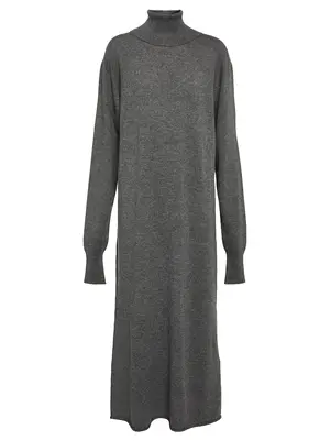 JIL SANDER Cashmere Turtleneck Midi Dress - Grey
