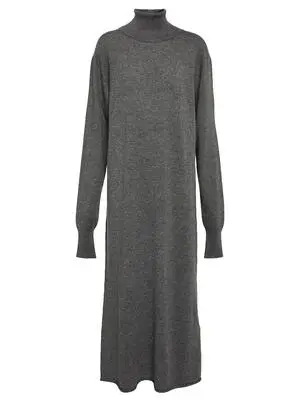 JIL SANDER Jil Sander Cashmere Turtleneck Midi Dress Grey