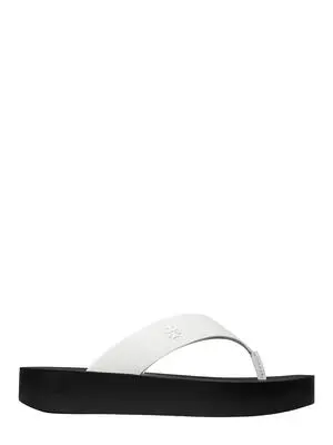 Tory Burch Tory Burch Leather Medallion Flip Flop Sandals Optic White  Black