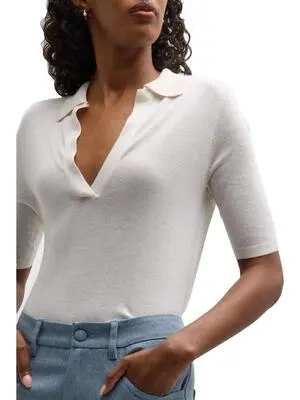Gabriela Hearst Frank Cashmere Polo Top - Ivory