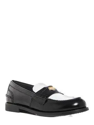 Miu Miu Leather Penny Loafers - Nero/bianco