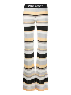 Palm Angels Striped Lurex Knit Trousers - White