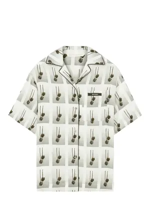 Palm Angels Mirage Palm-tree Print Bowling Shirt - White