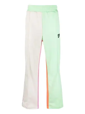 Palm Angels Logo Print Colorblock Track Pants - Green