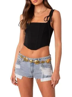 EDIKTED EDIKTED Genevive Tie Strap Corset Crop Top