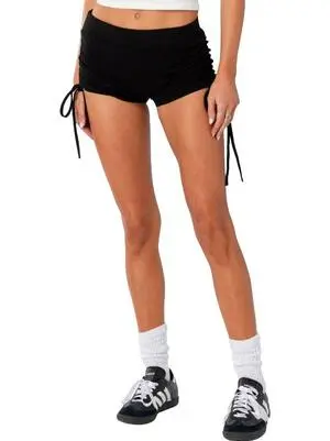 EDIKTED Drawstring Ruched Shorts - Black