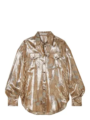 Brunello Cucinelli Printed Silk-blend Shirt - Metallic