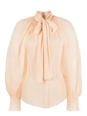 ATU BODY COUTURE Sheer Silk Blouse - Yellow