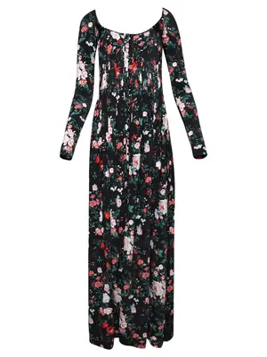 Rabanne Rose-print Maxi Dress - Black