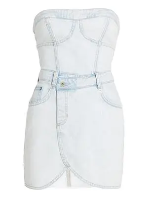 Karl Lagerfeld Bustier Denim Minidress - White